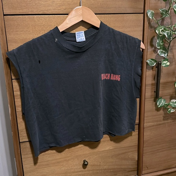 Vintage | Tops | Vintage Beach Hawg Motorcycle Crop Tshirt | Poshmark